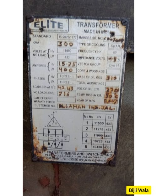 Name plate of Transformer – BIJLIWALA